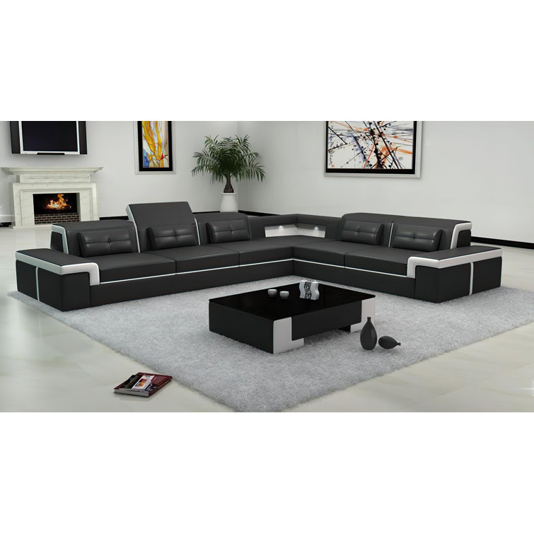 Wade Logan® Antwjuan 4 - Piece Leather Sectional | Wayfair